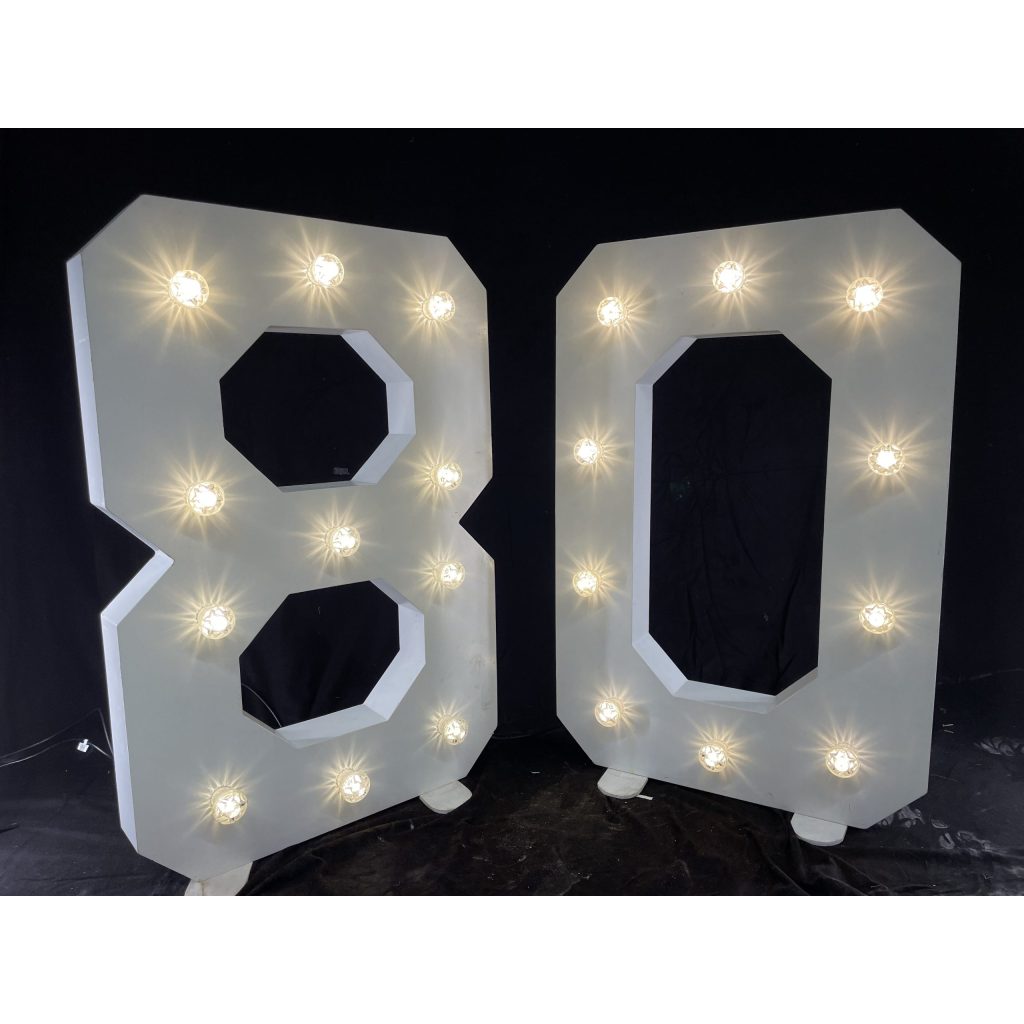Led Light up Number 80 - Lumiere Light up Hire