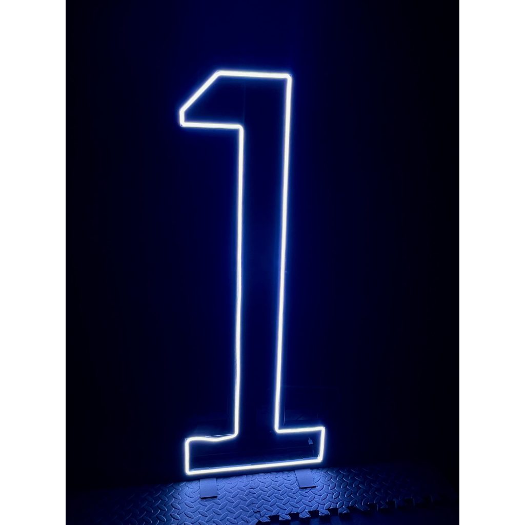 Neon 4ft tall Number 1 - Lumiere Light up Hire
